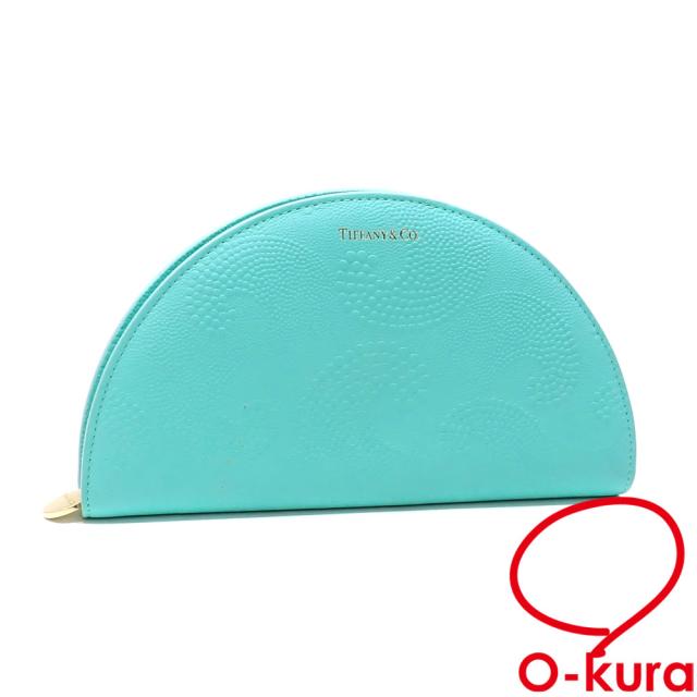 中古 ティファニー ハーフムーン クラッチウォレット レディース ティファニーブルー レザー