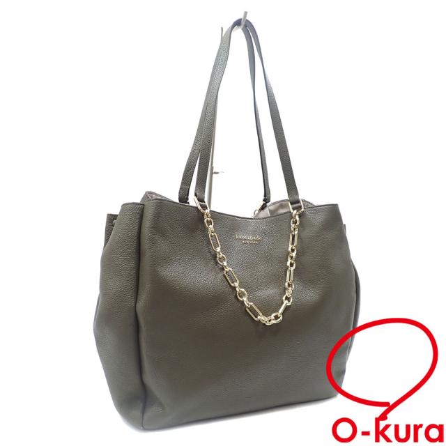 中古 ケイトスペード トートバッグ レディース カーキ レザー 本革 ハンド