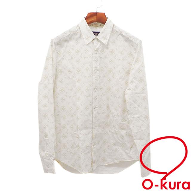中古 ルイ・ヴィトン Yシャツ メンズ ホワイト Lサイズ コットン LV 長袖 モノグラム RM232M ZR6 HPS33W 古着 アパレル トップス