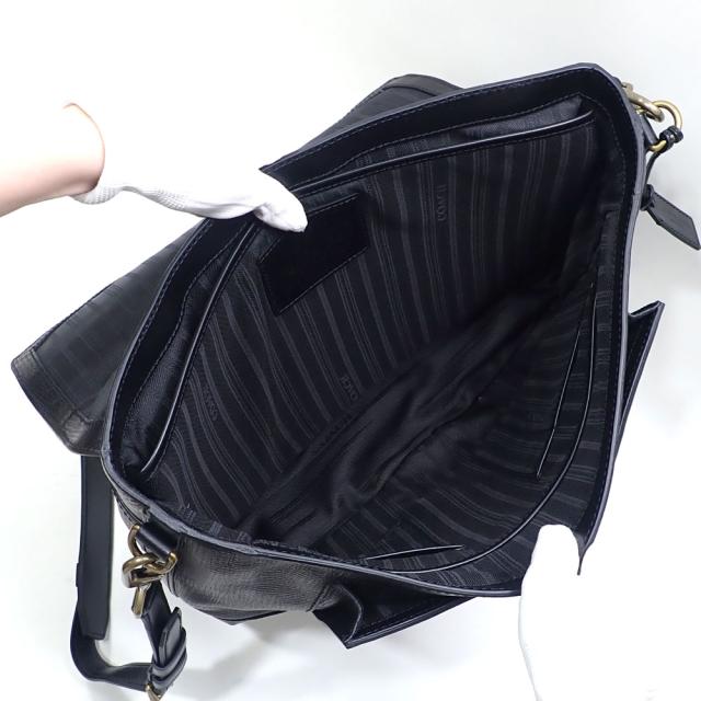 中古 コーチ ビジネスバッグ メンズ ブラック 黒 レザー F70961