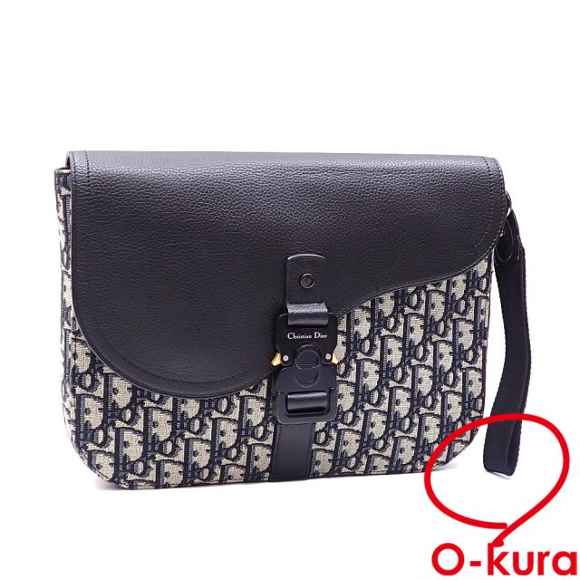 中古 ディオール サドル A5 ポーチ オブリーク メンズ ブラック