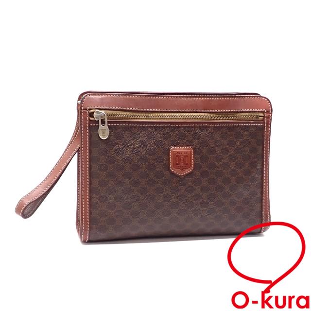 中古 セリーヌ クラッチバッグ メンズ ブラウン 茶色 PVC レザー セカンド