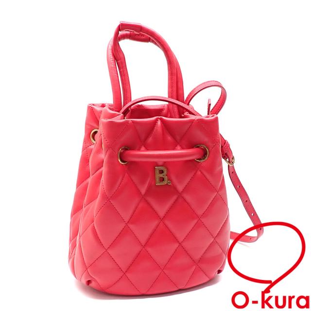 中古 バレンシアガ ハンドバッグ B バケット バッグ レディース レッド 赤 レザー 600327 2WAY ショルダー 斜め掛け