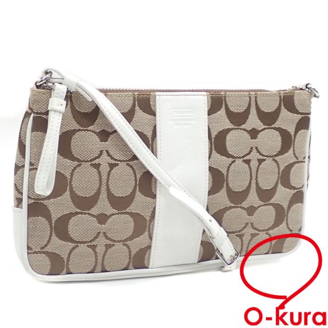 中古 コーチ ショルダーバッグ シグネチャー レディース カーキ