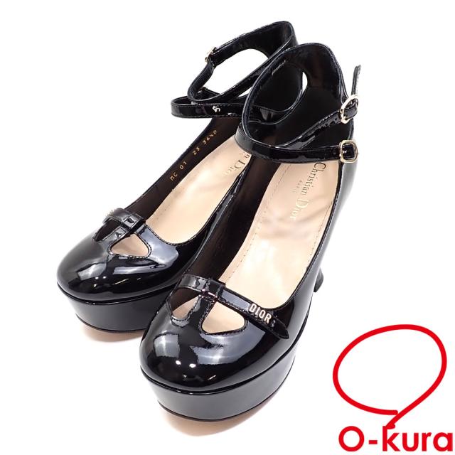 中古 クリスチャンディオール パンプス レディース エナメル ブラック 23.5cm 36 1/2 古着 アパレル