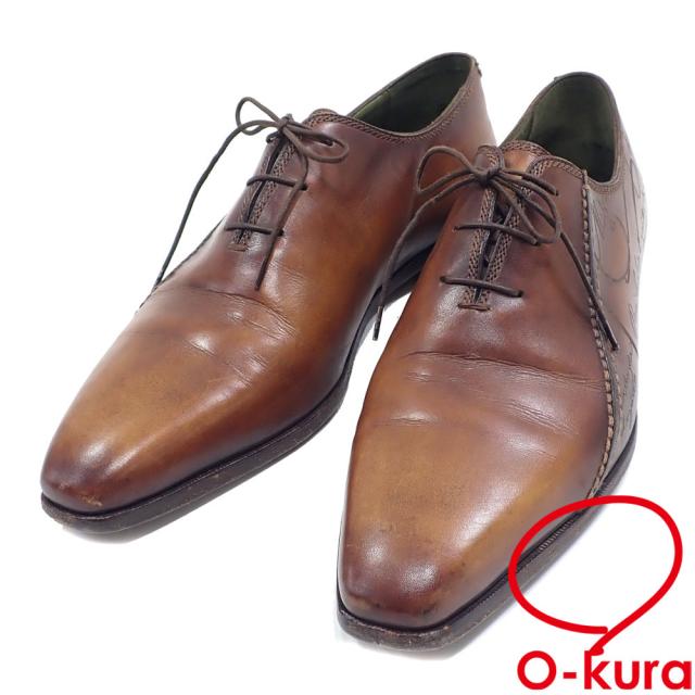 中古 ベルルッティ ビジネスシューズ メンズ スクリットレザー ブラウン 茶色 約27.0cm-27.5cm レースアップ 古着 アパレル