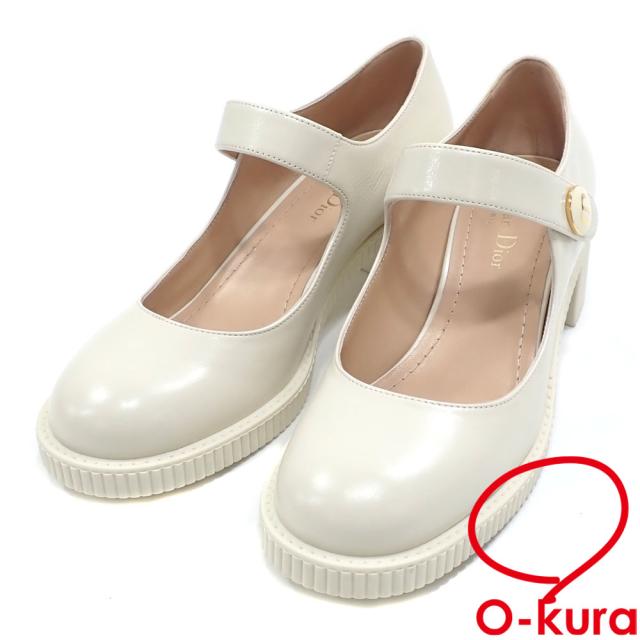 中古 クリスチャンディオール D-Doll パンプス レディース カーフスキン ホワイト 白 約23.5cm 37 KDP909CCF_S03W 太ヒール 古着 アパレル