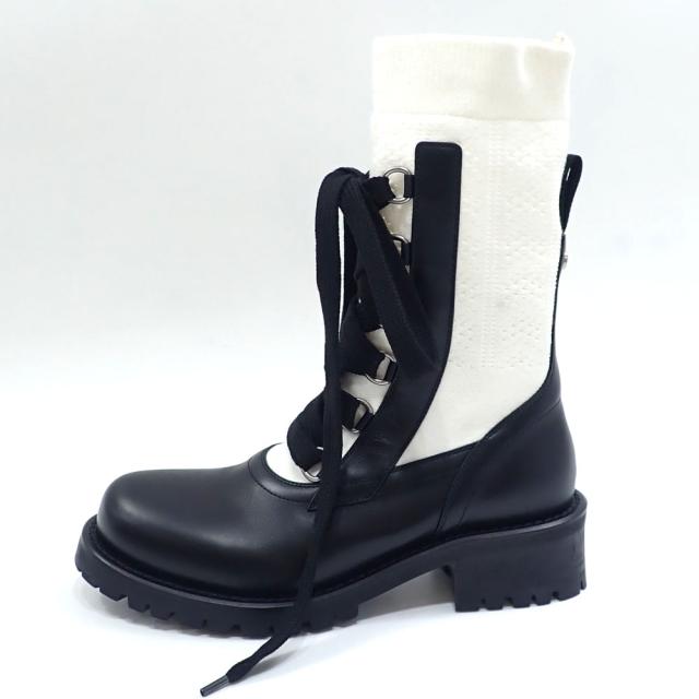 中古 クリスチャンディオール ブーツ レディース コットン レザー