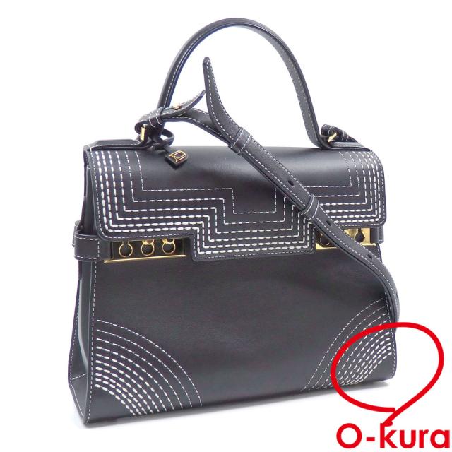 中古 デルヴォー ハンドバッグ タンペート MM レディース ブラック 黒 レザー ショルダー 肩掛け