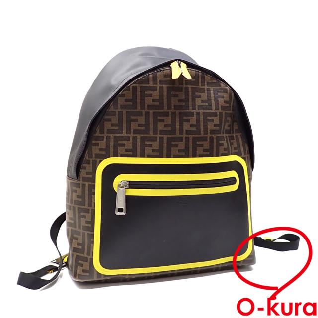 中古 フェンディ リュックサック ズッカ メンズ ブラウン イエロー PVC 7VZ042