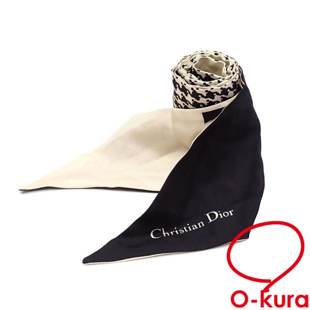 中古 クリスチャンディオール スカーフ レディース シルク ベージュ ブラック 古着