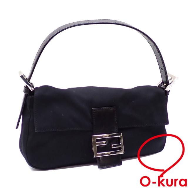 中古 フェンディ ハンドバッグ マンマバケット レディース ブラック ナイロン レザー