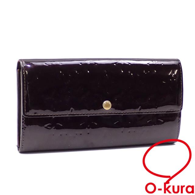 中古 ルイ・ヴィトン 二つ折り 長財布 ヴェルニ ポルトフォイユ・サラ レディース M93524