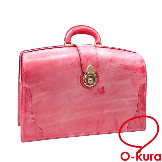 中古 大峽製鞄 ハンドバッグ ダレスバッグ メンズ レッド