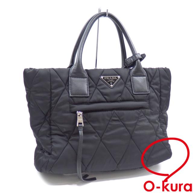 中古 プラダ ハンドバッグ レディース ネロ ブラック 黒 ナイロン レザー 1BG168 ストラップ
