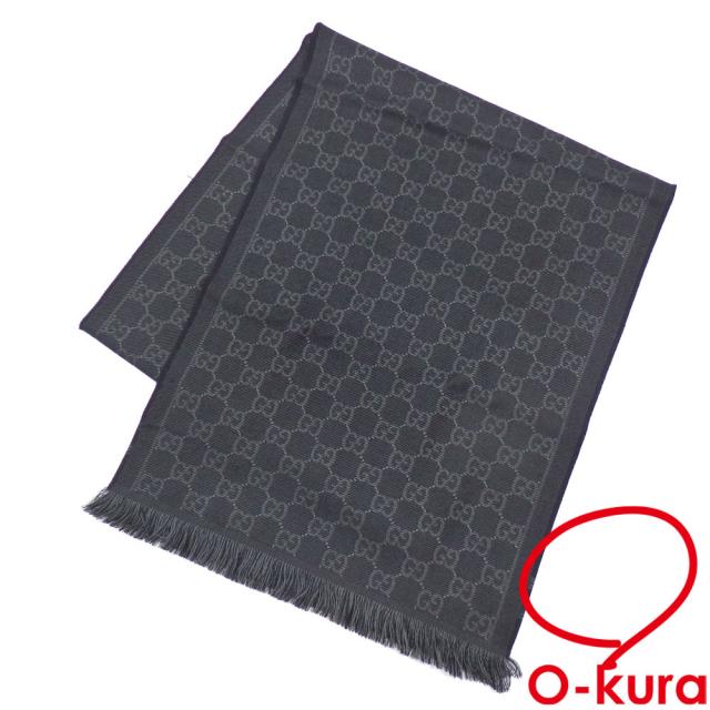 中古 グッチ GGウール スカーフ メンズ ウール ブラック 黒 544619 マフラー 古着