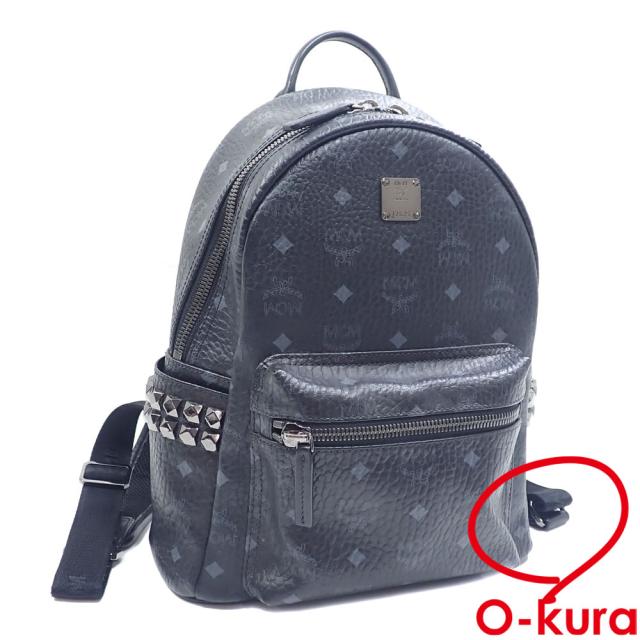 中古 MCM サイドスタッズ バックパック ヴィセトス レディース ブラック 黒 キャンバス MMK6SVE37BK001 リュックサック