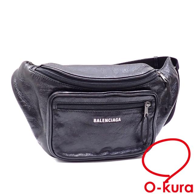 中古 バレンシアガ エクスプローラー ボディバッグ ブラック レザー 629550 ウエストバッグ レディース メンズ