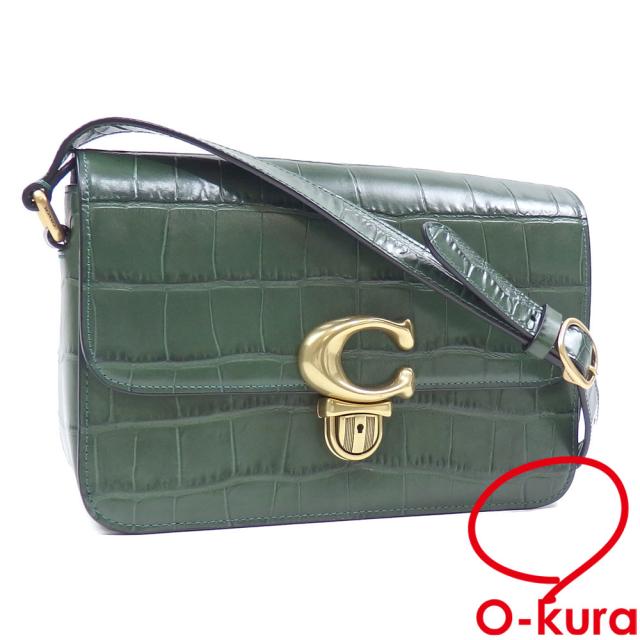 中古 コーチ ストゥディオ ショルダーバッグ レディース グリーン系 クロコダイルエンボスドレザー C6640 斜め掛