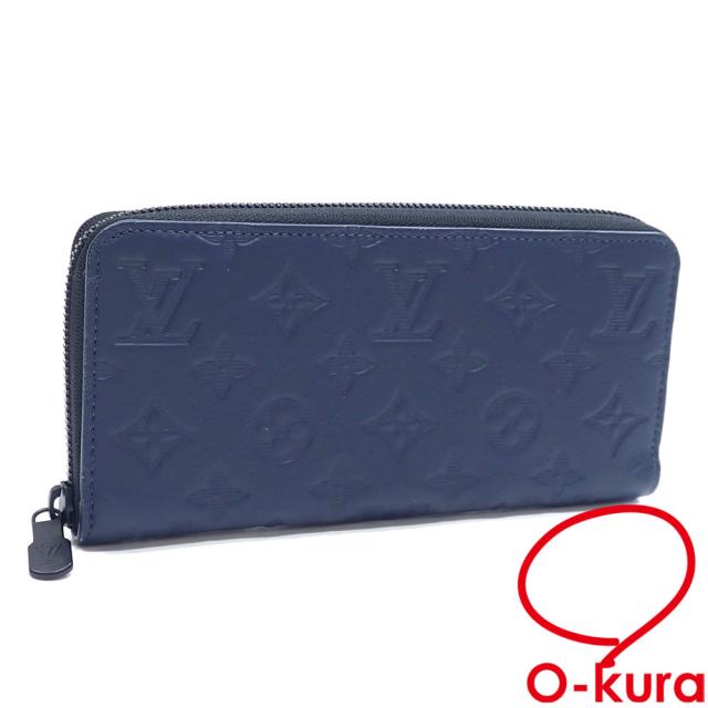 中古 ルイ・ヴィトン ラウンドファスナー 長財布 モノグラムシャドウ ジッピー・ウォレット ホリゾンタル メンズ M14847 ネイビーブルー