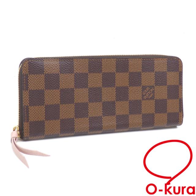 中古 ルイ・ヴィトン ラウンドファスナー 長財布 ダミエエベヌ ポルトフォイユ・クレマンス レディース N41626