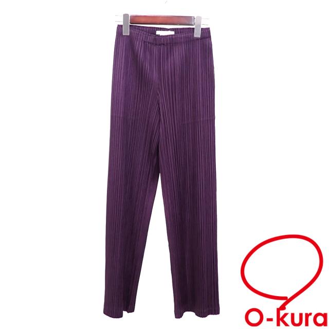 中古 プリーツプリーズ イッセイミヤケ プリーツ パンツ レディース ポリエステル パープル サイズ1 古着 アパレル