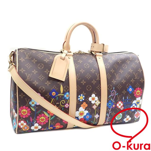 中古 ルイ・ヴィトン × 村上隆 ボストンバッグ モノグラム LV×TM キーポル・バンドリエール 45 レディース M13869 日本限定 20周年 2025AW スーパーフラット・ガーデン 2WAY ハンド ショルダー 肩掛