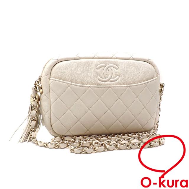 中古 シャネル チェーンショルダーバッグ マトラッセ レディース ホワイト 白 レザー A57717 斜め掛け