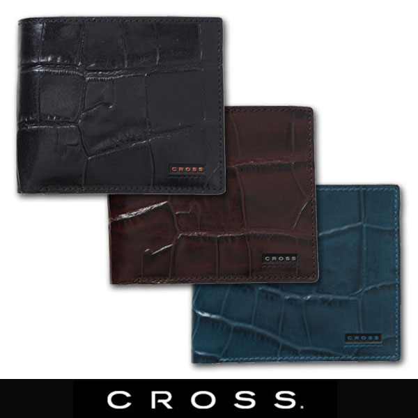 クリスマス 送料無料  CROSS クロス  財布 メンズ 短財布 折り財布 牛革 本革 クロコ型押し COCO 記念品 御祝 プレゼント AC-198371 三種