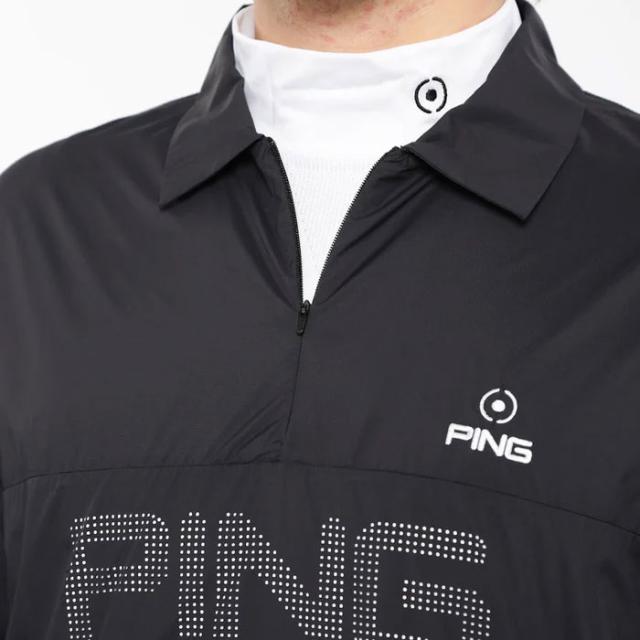 ピン ゴルフ ストレッチ 布帛／メッシュジャガード 半袖 ハーフジップ