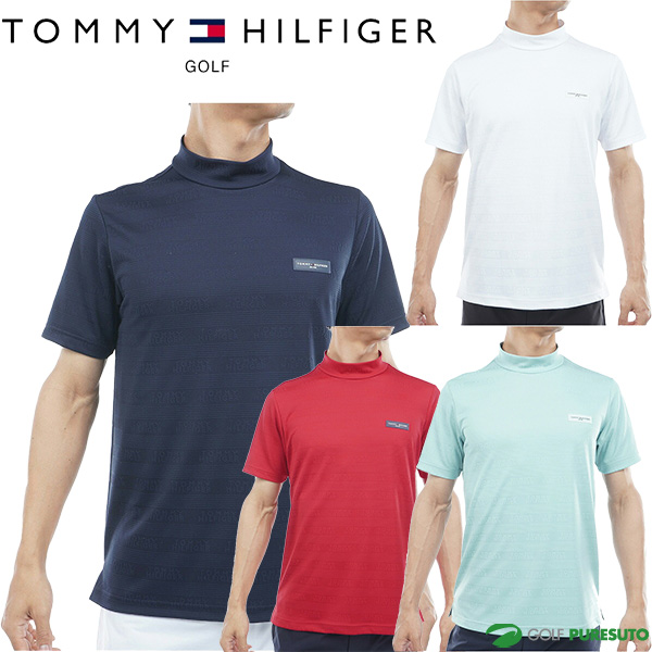 トミー ヒルフィガー ゴルフ 半袖 モックネックシャツ ロゴジャガード メンズ THMA561 トップス ゴルフウェア 2025年秋冬モデル   秋冬ウェア 春夏ウェア