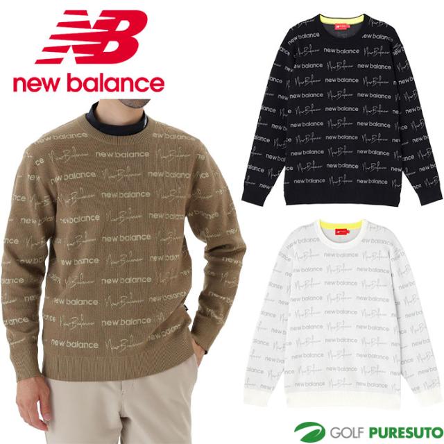ニューバランス ゴルフ ロゴラッピングペーパー柄 クルーネック ニット プルオーバー 012-5270003 ゴルフウェア トップス 2025年秋冬モデル Newbalance GOLF