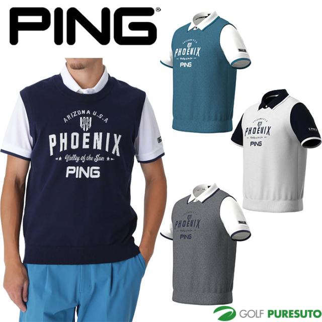 ピン ゴルフ デニムライクニット／カノコ レイヤード ツインニット 621-5274900 ゴルフウェア トップス 2025年秋冬モデル PING GOLF