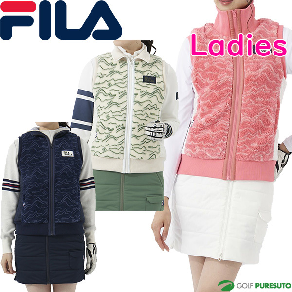 【レディース】フィラ ゴルフ フルジップ セパレートワンピース 792-211 ボアベスト 中綿スカート ノースリーブ ゴルフウェア
