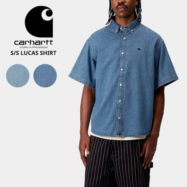 カーハート ダブリューアイピー メンズ デニムシャツ 半袖シャツ Carhartt WIP ショートスリーブルーカスシャツ アメカジ カジュアル  i034575