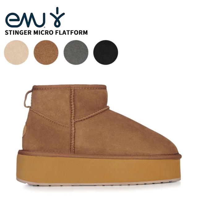エミュー レディース 厚底 ショートブーツ EMU スティンガー マイクロ フラットフォーム Stinger Micro Flatform 秋 冬 w13082