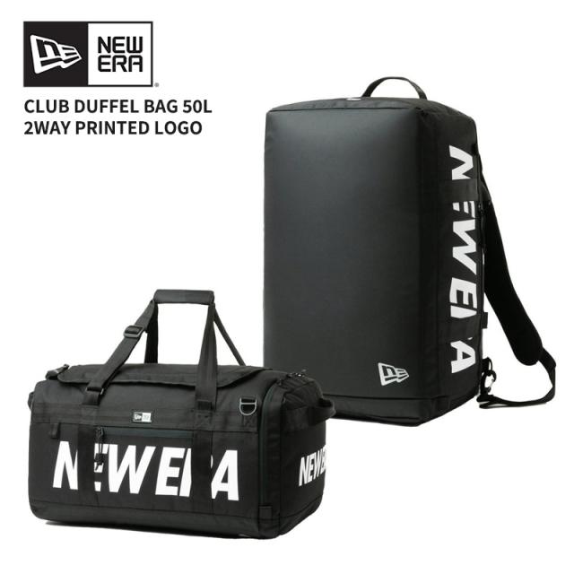 ニューエラ ボストンバッグ NEW ERA クラブ ダッフルバッグ 50L 2ウェイ プリントロゴ ブラック 旅行 スポーツ キャンプ 大容量 14521343