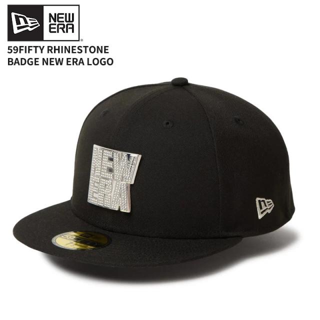 ニューエラ メンズ キャップ 帽子 NEW ERA 59FIFTY Rhinestone Badge ラインストーンバッジ ニューエラロゴ ブラック 帽子 アメカジ ストリート 14668129