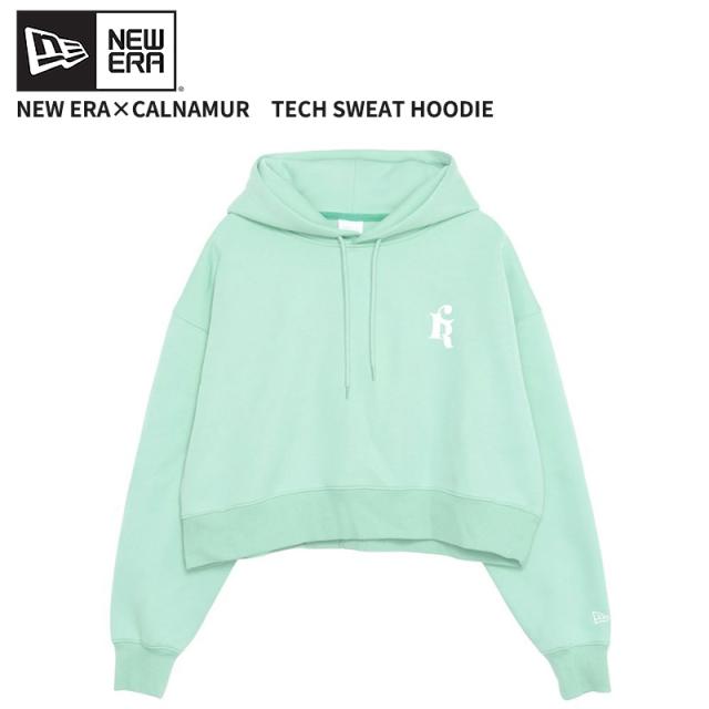 ニューエラ×カルナムール レディース ショート丈 スウェットパーカー NEW ERA×CALNAMUR テックスウェット フーディー ミントグリーン 14875703