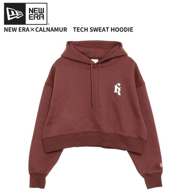 ニューエラ×カルナムール レディース ショート丈 スウェットパーカー NEW ERA×CALNAMUR テックスウェット フーディー ブラウン 14875704