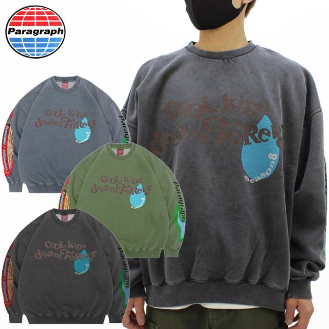 パラグラフ paragraph MESSAGE WASH SWEAT NO.08-055 メッセージ ウォッシュ クルーネック スウェット トレーナー メンズ レディース カットソー no-08-061