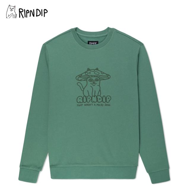 リップンディップ RIPNDIP Shroom Cat Crewneck Sweater / PINE クルーネックスウェット トレーナー rnd10202