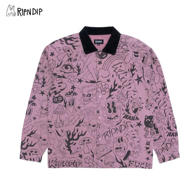 リップンディップ RIPNDIP We Don't Care Coaches Jacket Mauve コーチ ジャケット アウター 男性 メンズ rnd9501