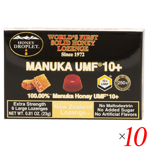 マヌカハニー キャンディ のど飴 ハニードロップレット マヌカハニーUMF10+（のど飴）18g/6粒 10個セット ハニージャパン