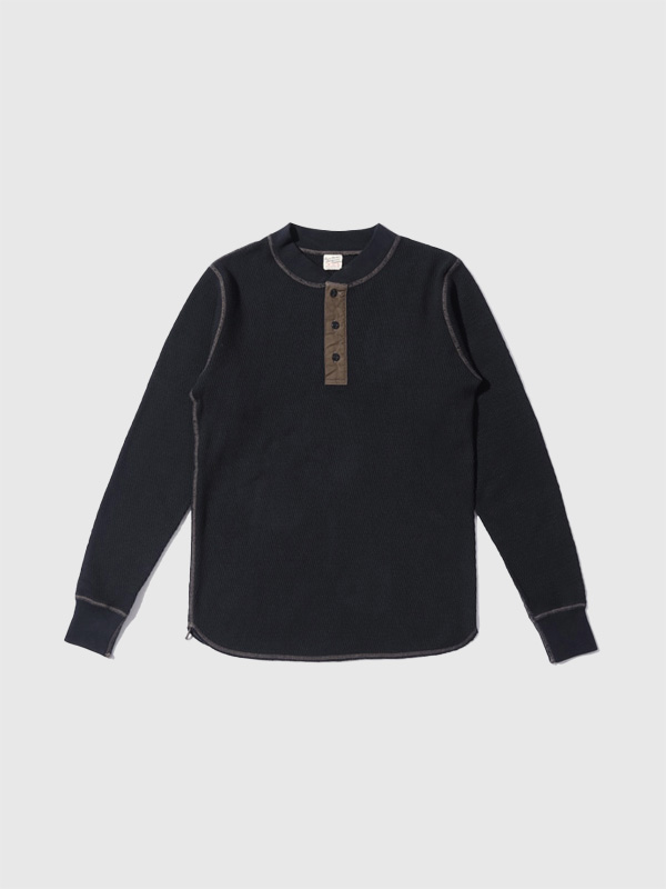 BUZZ RICKSON'S バズリクソンズ Tシャツ 長袖 メンズ レディース ヘンリーネック ロンT ブランド 無地 サーマル ワッフル THERMAL HENLEY NECK T-SHIRTS BR68130