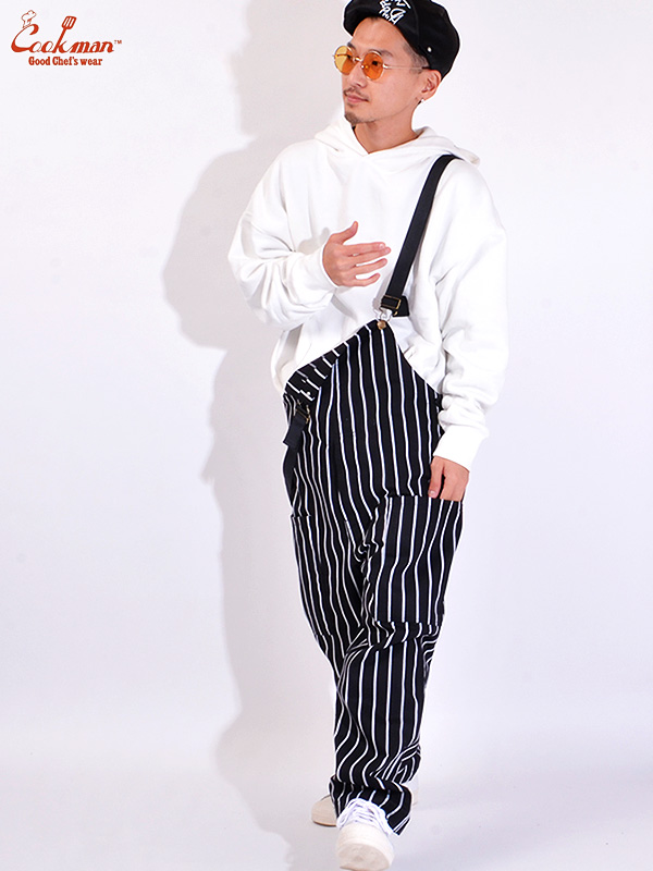 COOKMAN クックマン オーバーオール メンズ レディース Fishermans Bib Overall ブラックストライプ コックマン 231-01868