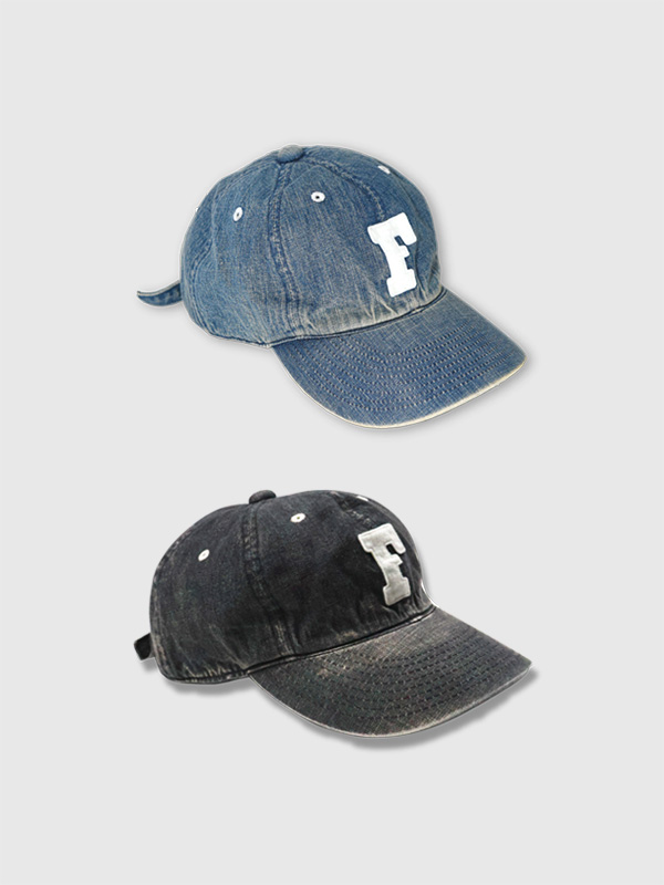 FULLCOUNT フルカウント キャップ メンズ レディース アメカジ 帽子 日本製 ブランド デニム 6Panel Denim Baseball Cap 'F' Patch Vintage Wash 6843HW