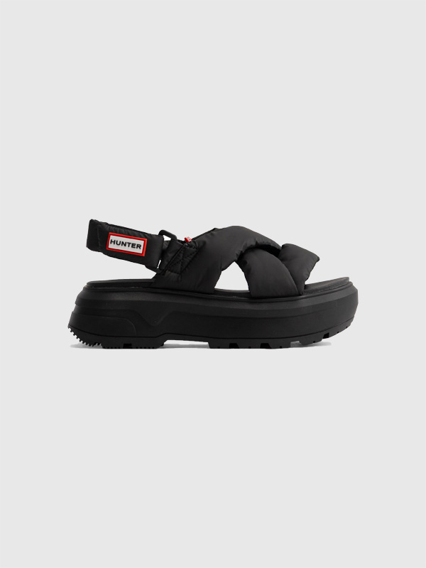 HUNTER ハンター サンダル 厚底 きれいめ ユニセックス シティ リベル パフド クロスオーバー サンダル パフ素材 UFD3116NYL Unisex City Liber Puffed Crossover Sandals