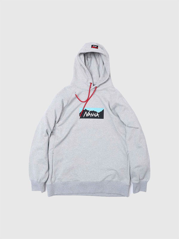 NANGA ナンガ パーカー ボックスロゴ プルパーカー 裏毛 フェレーヤーン リサイクルコットン フーディー ECO HYBRID BOX LOGO SWEAT HOODIE UNISEX