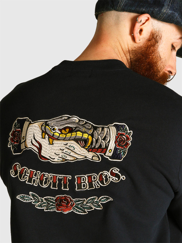 Schott ショット スエット シェイク ハンドスネーク クルー スウェット トレーナー ヘビ ヘビーウェイ 裏パイル 7825232002 SHAKE HAND SNAKE CREW SWEAT